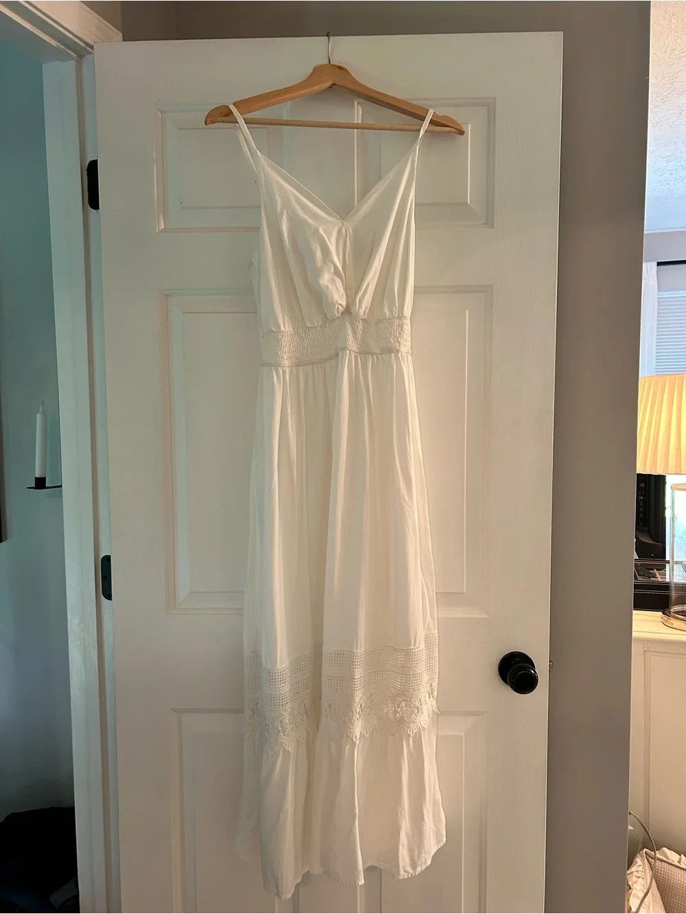 Dresses | White Boho Maxi Dress With Lace Trim | Poshmark